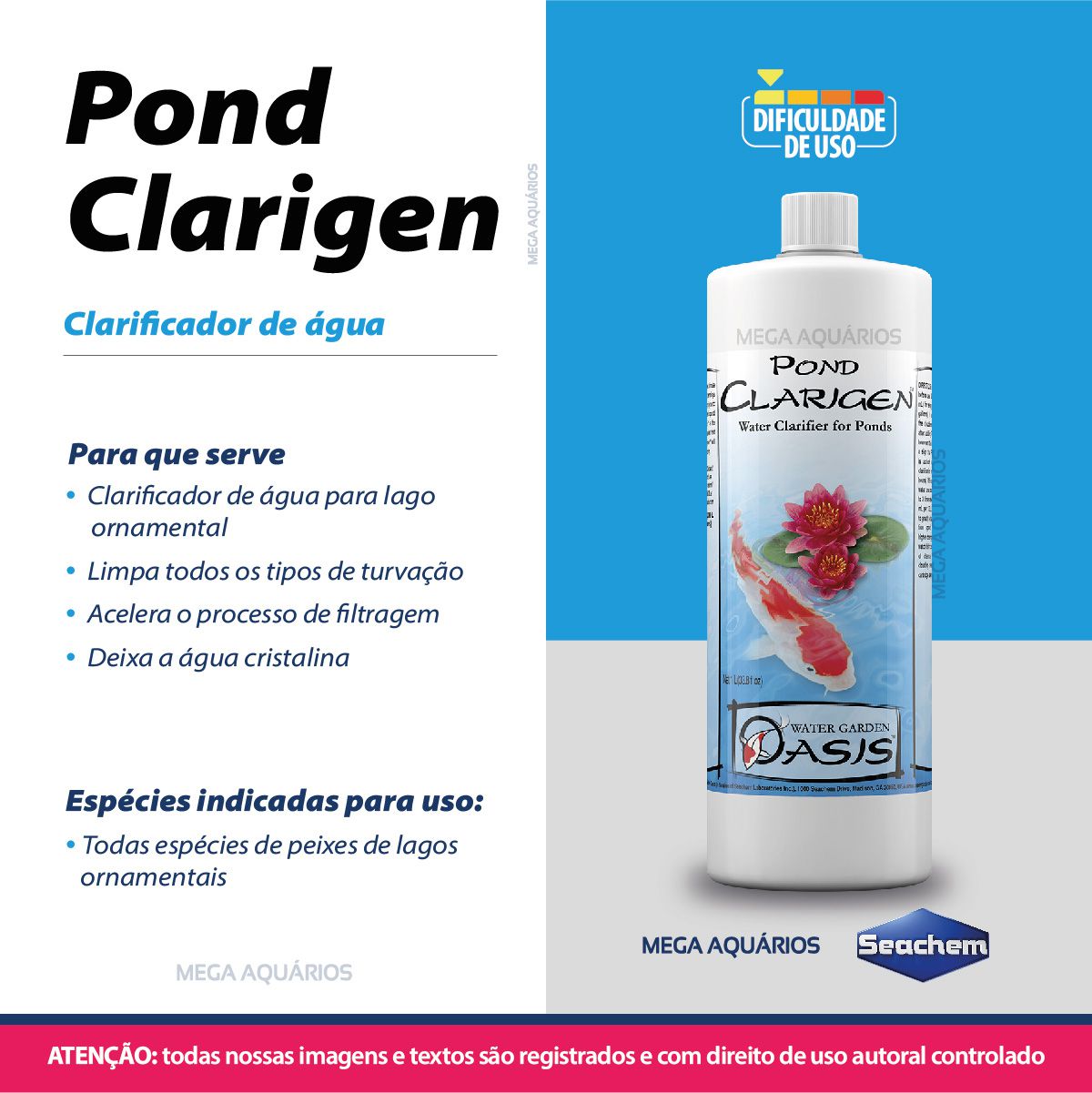 Seachem Pond Clarigen 1l clarificante anti algas limpa turbidez lago ...