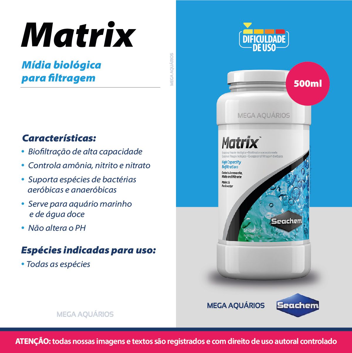 Seachem Matrix 500ml mídia biológica filtragem aquario lago - Mega Aquários