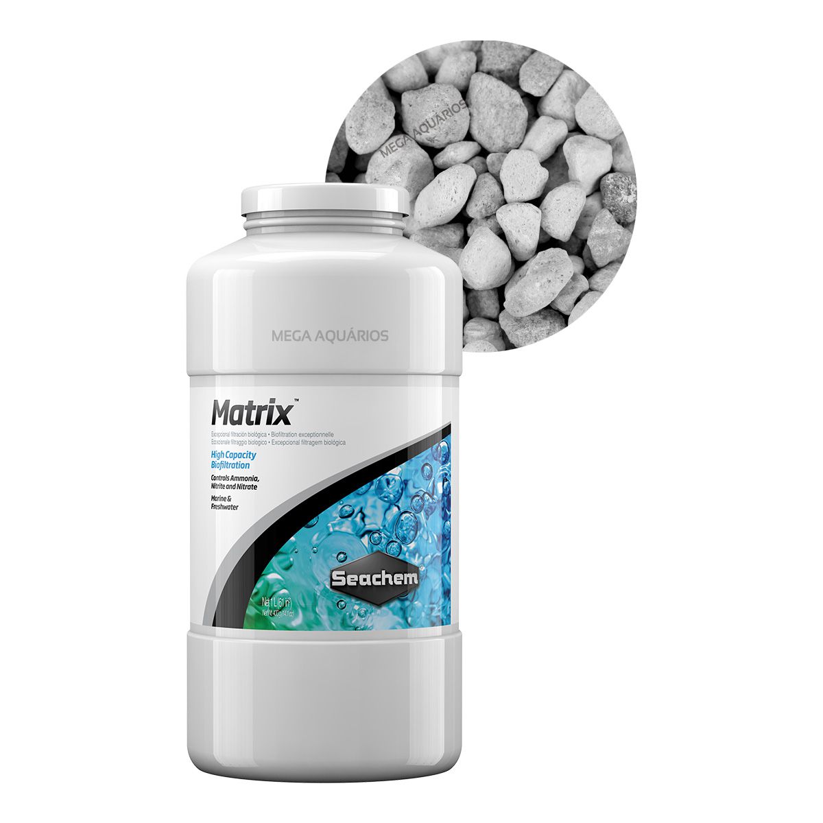 Seachem Matrix 1L mídia biológica filtragem aquario lago - Mega Aquários