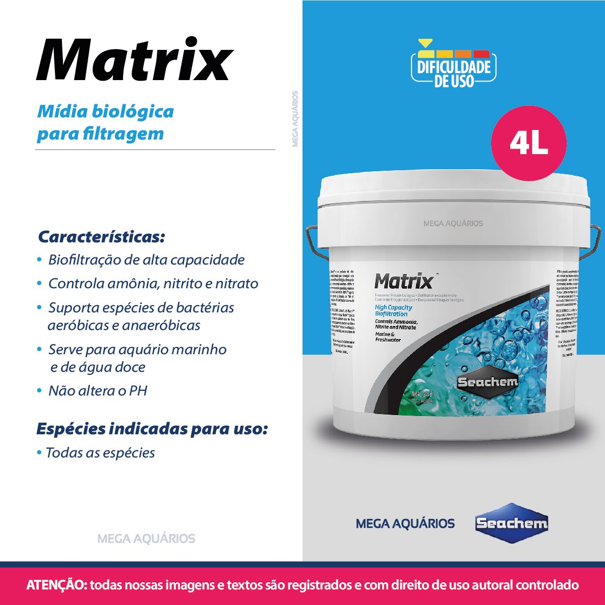 Seachem Matrix 4L mídia biológica filtragem aquario lago - Mega Aquários