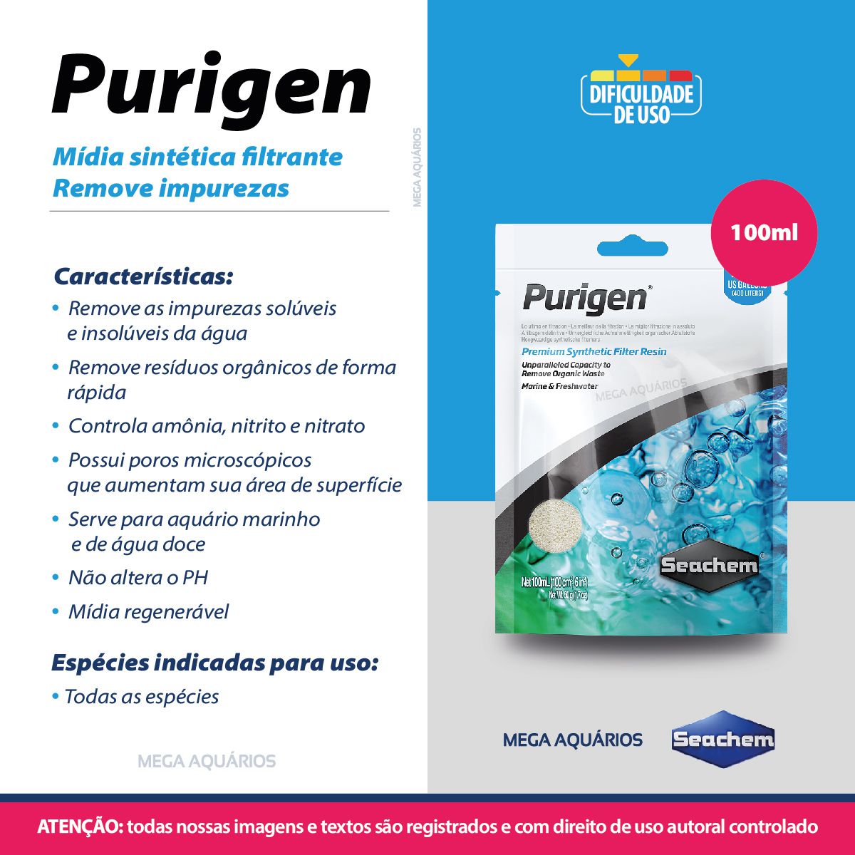 Seachem Purigen 100ml mídia filtrante porosa remove sujeira aquario ...
