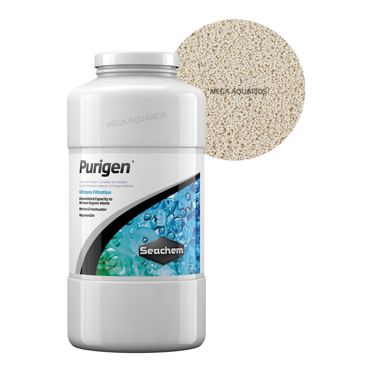 Kit Seachem Purigen 1L + Bolsa saquinho Bag Tnt 9x11cm aquario lago ...