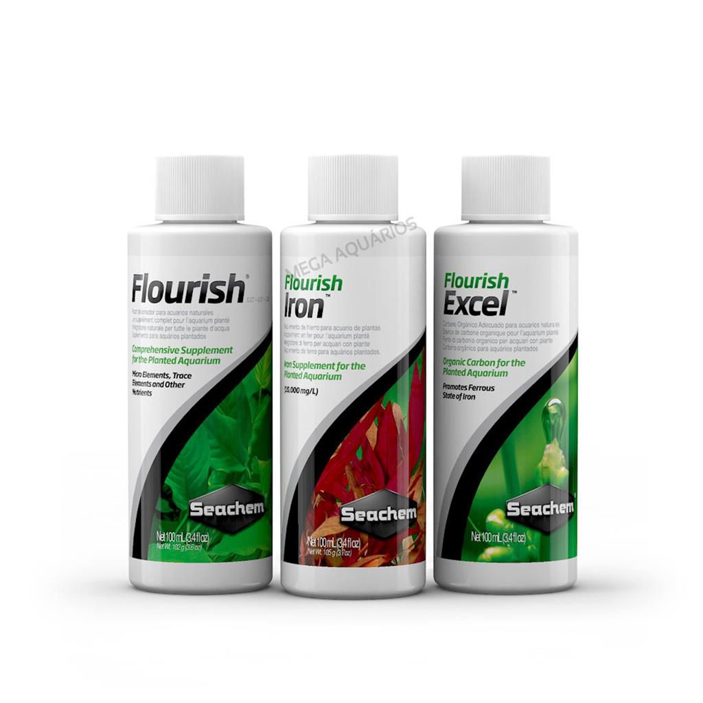 Kit Flourish Plant Pack Enhancer Npk Seachem 3 X100ml - Mega Aquários