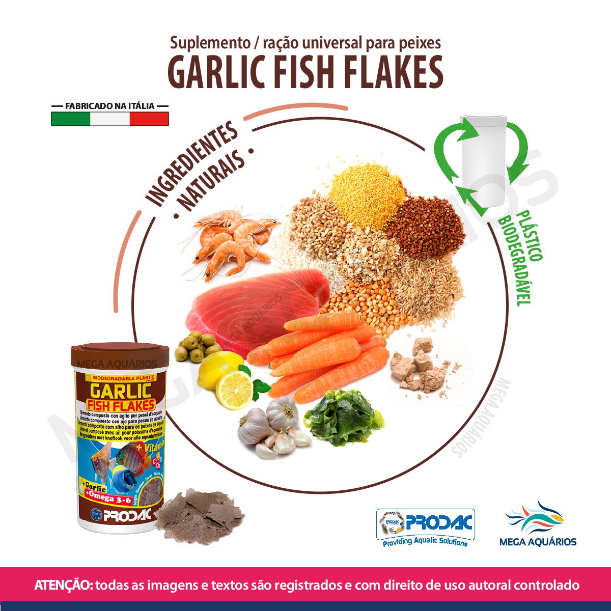 Ração peixe Prodac Garlic Fish Flakes 50g suplemento aquario - Mega ...