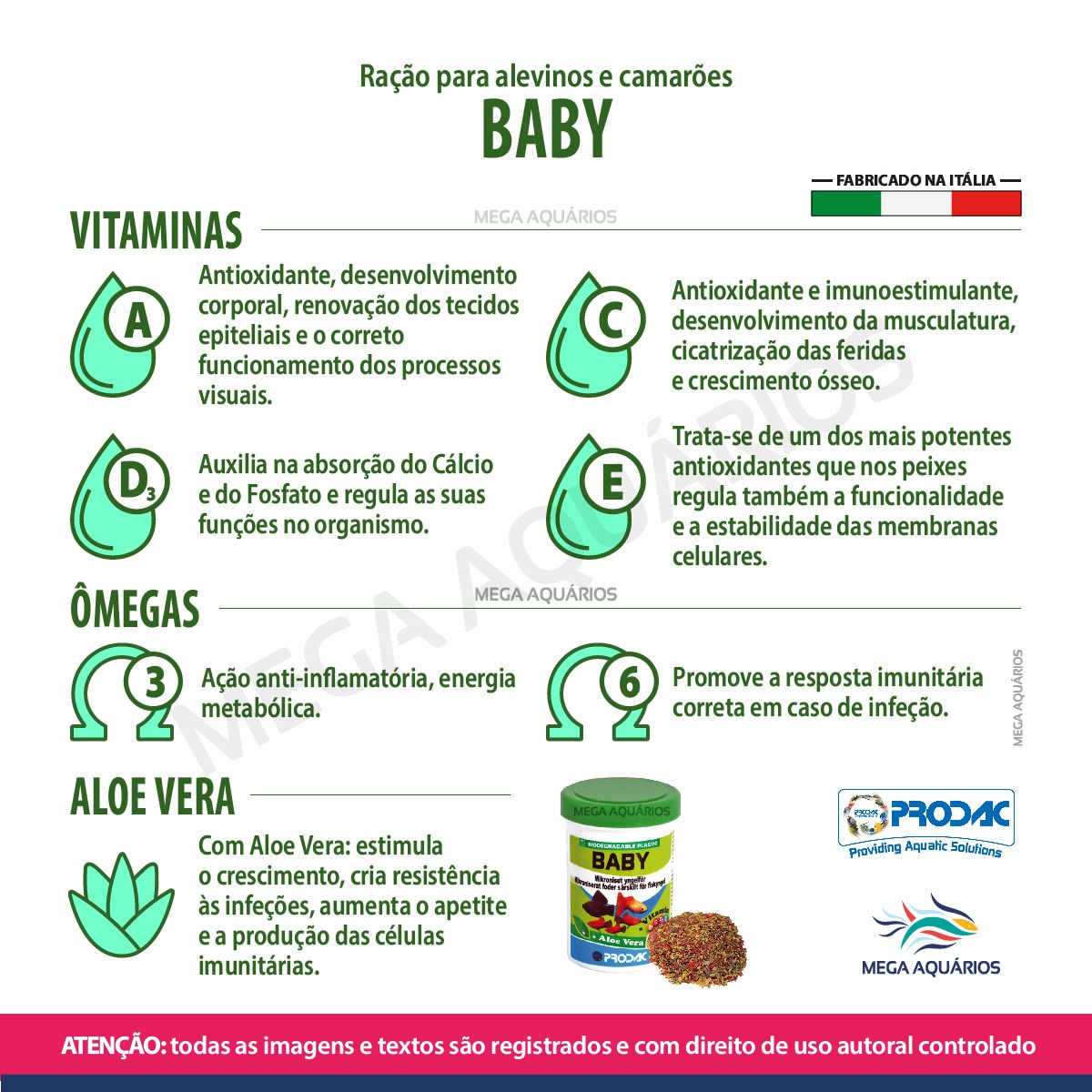 Ração p/ alevinos Prodac Baby micro flocos peixe pequeno 15g - Mega ...