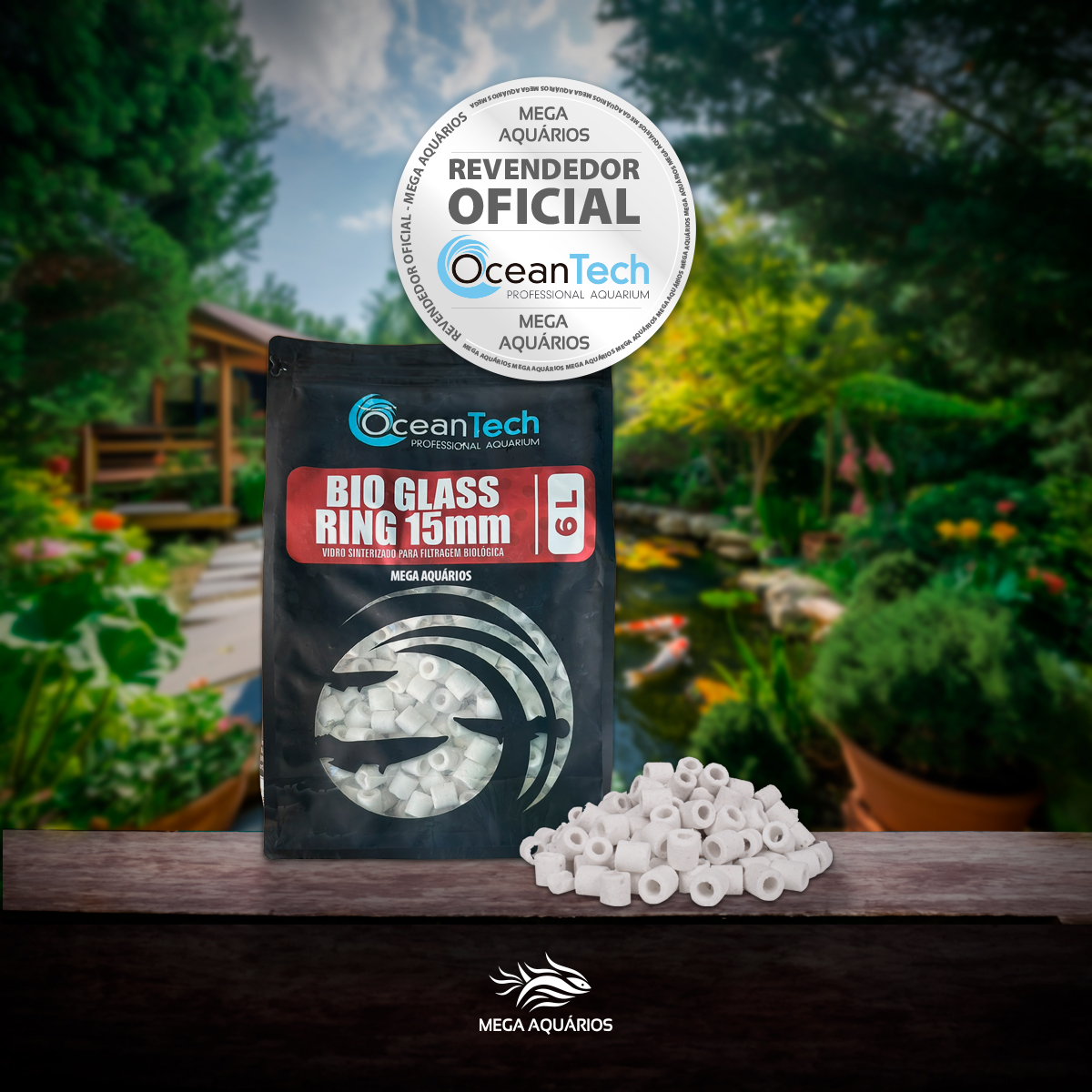 OceanTech Bio Glass Ring 6L anéis de cerâmica aquário lago - Mega Aquários