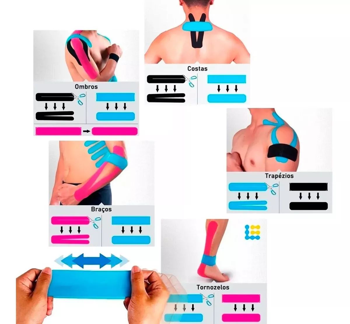 Fita Bandagem Elástica Adesiva Kinesio Tape Dor Muscular - Vediam Shop