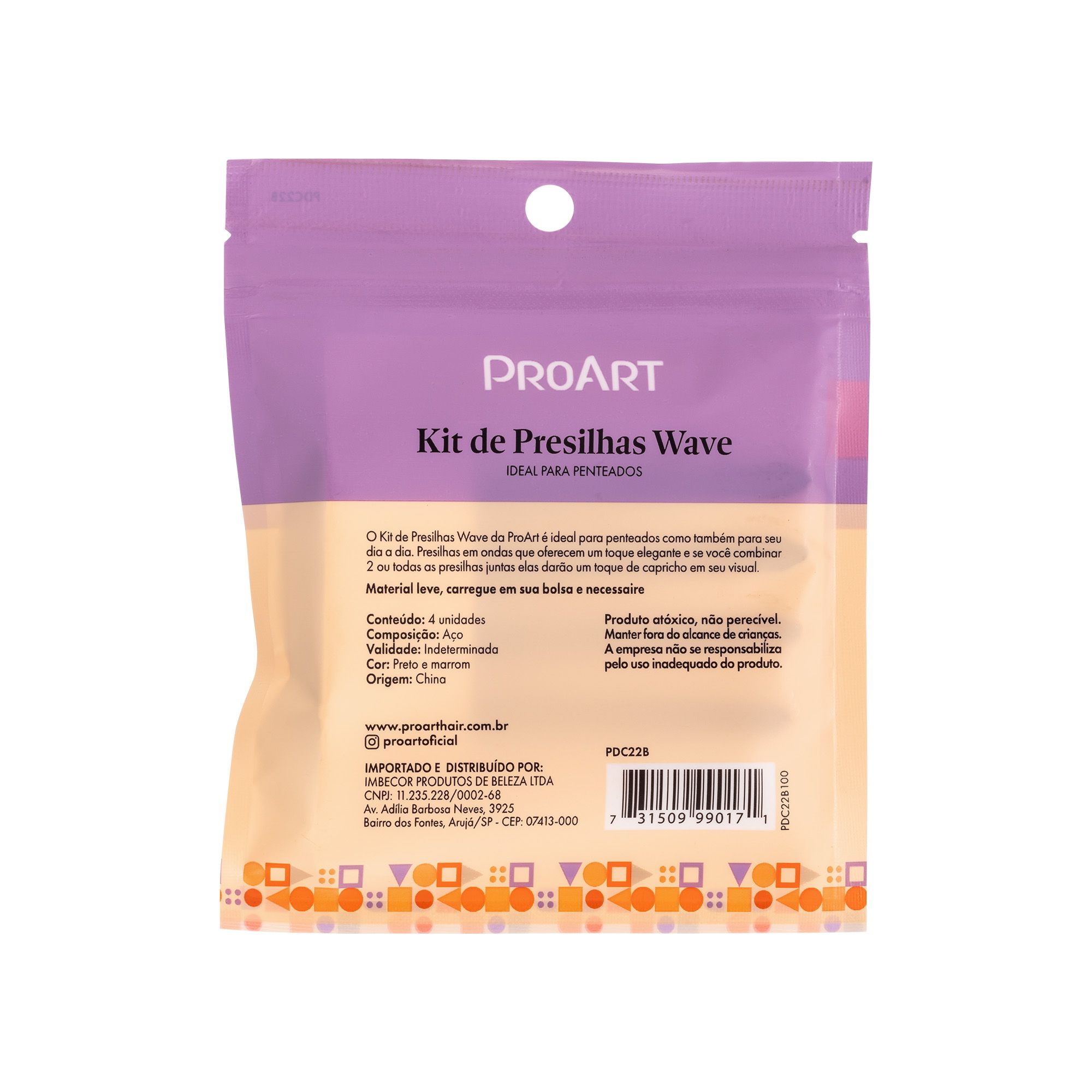 Pro Art Kit de Presilhas Wave Nude PDC22 - Body e Beauty