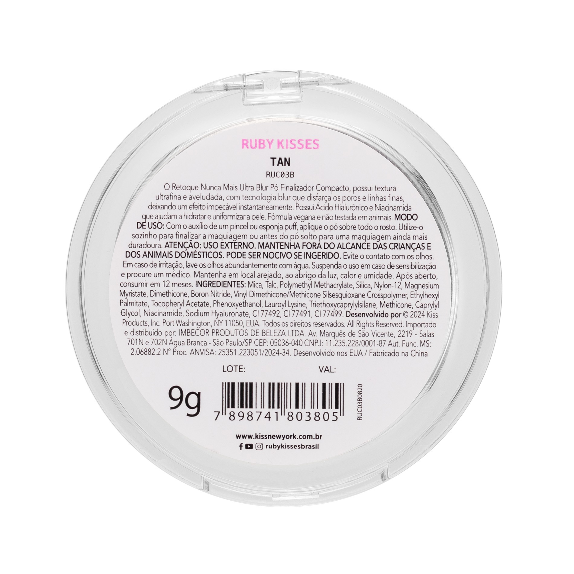 Ruby Kisses Retoque Nunca Mais Pó Finalizador Compacto Ultra Blur - Tan - Body e Beauty