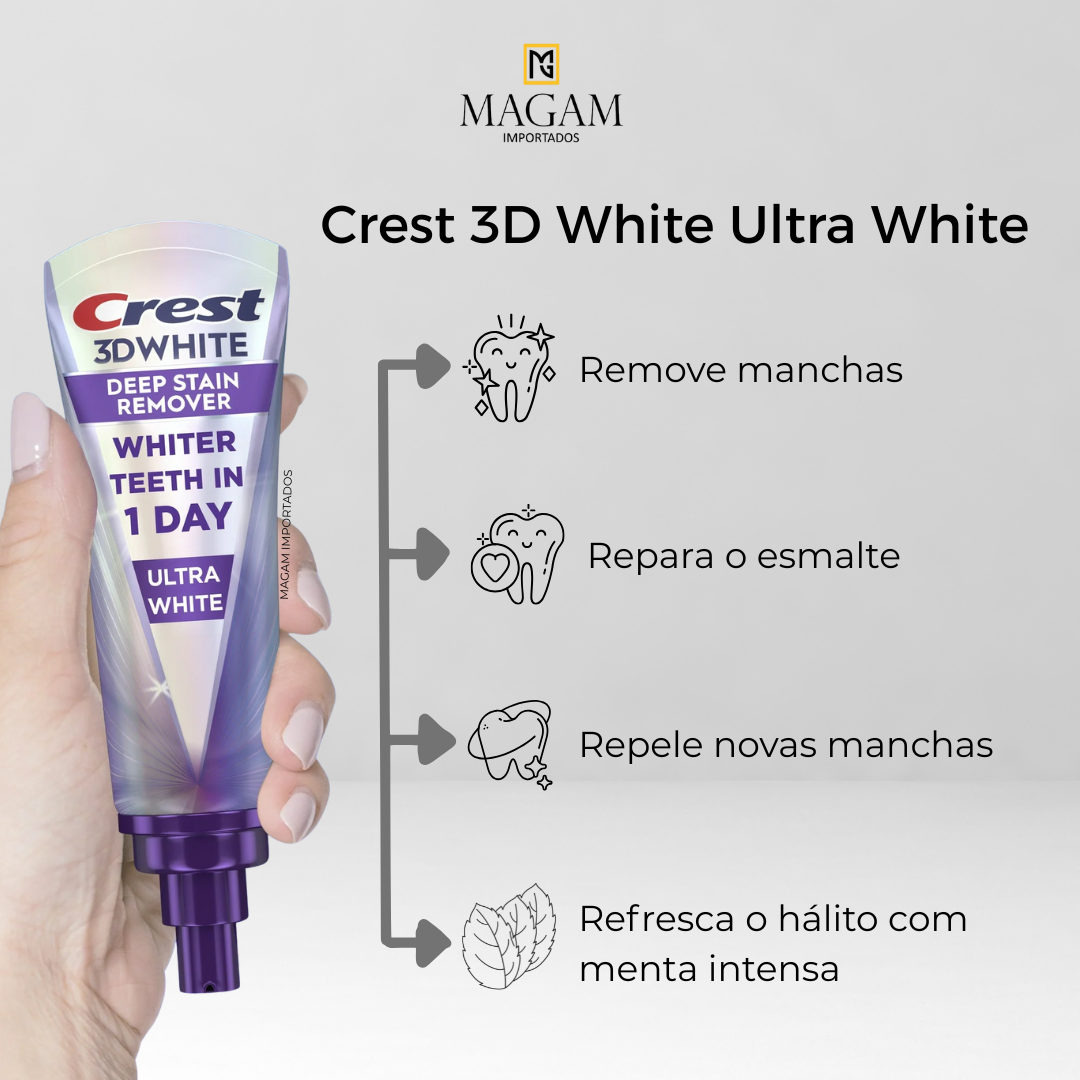 Creme Dental Clareador, 3D White Deep Stain Remover Ultra White, 87g ...