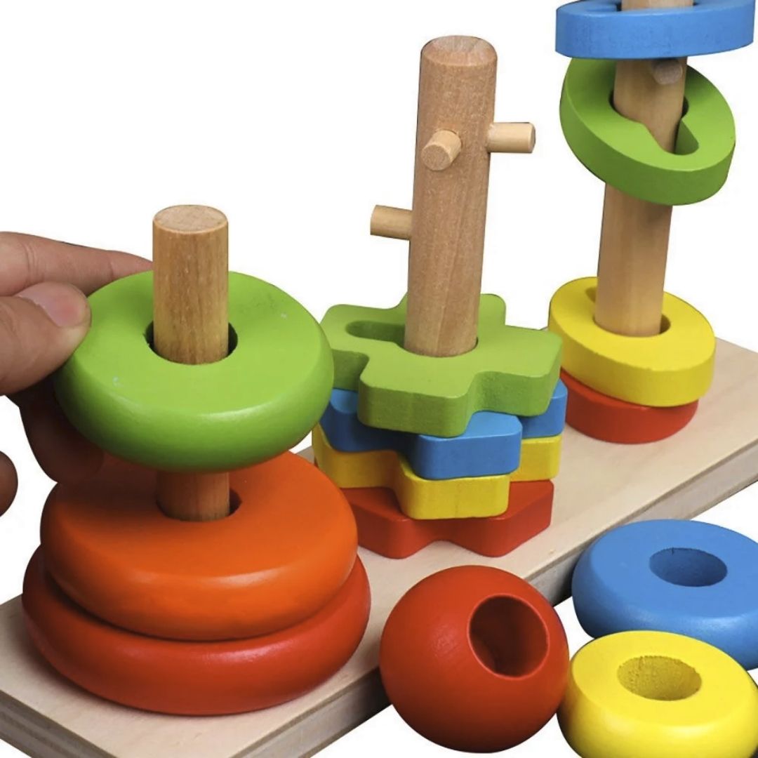 Torre de Encaixe com Passa Formas - Brinquedo Educativo de Madeira - Ioiô de Pano Brinquedos ...
