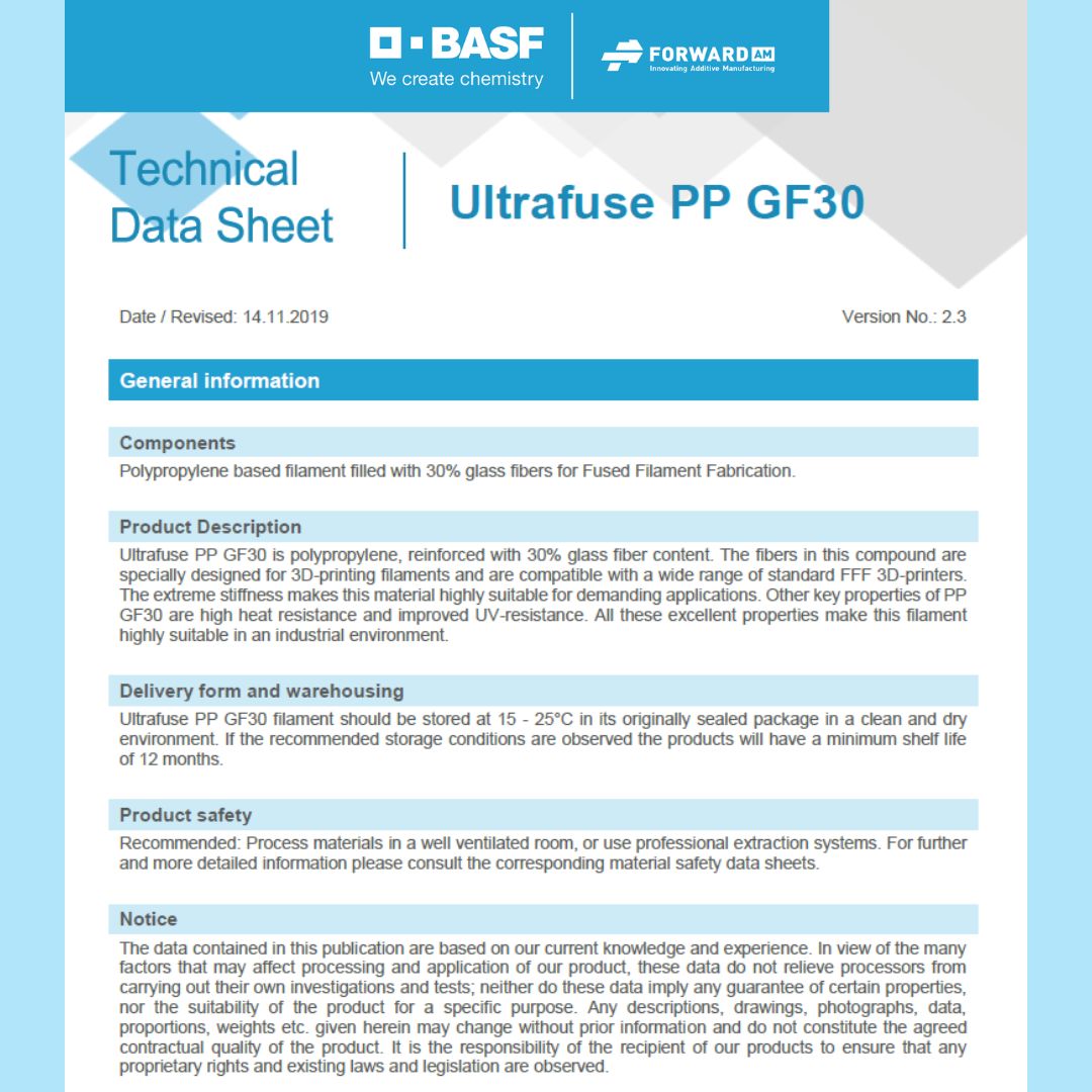 Filamento BASF Ultrafuse® PP-GF30 - Cubo3D :: Insumos e equipamentos para impressão 3D