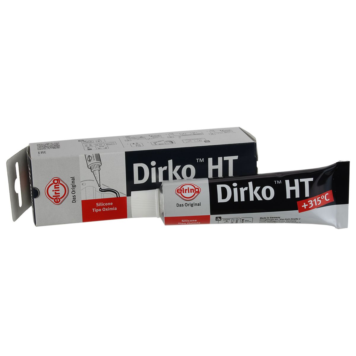 Selante Junta Do Motor Silicone Alta Temperatura Elring Dirko HT Preto ...