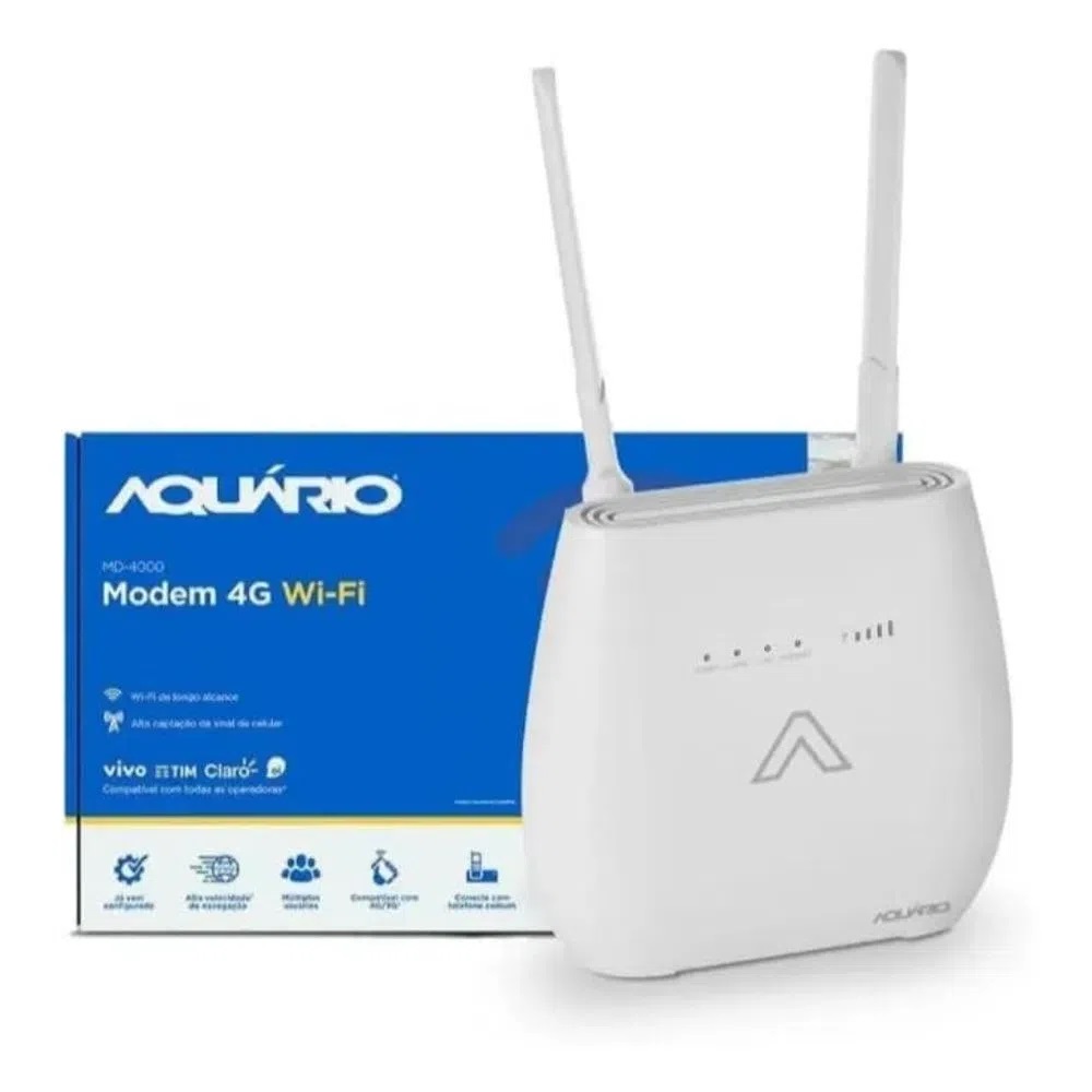 Modem 4G WiFi 2 Antenas Fast 2.4GHz MD-4000 Aquário - Cia da ...