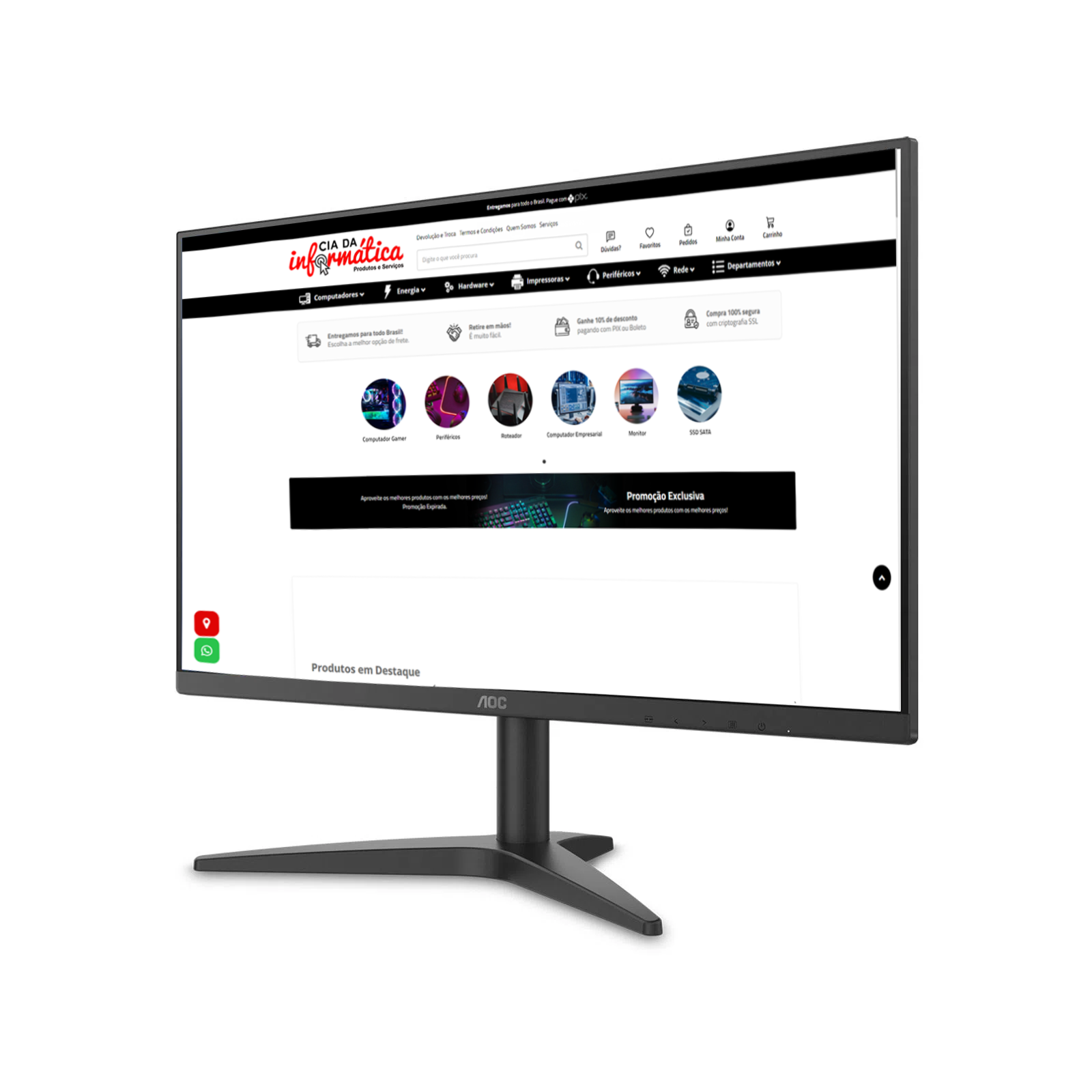 Monitor AOC LED 27' Full HD 1080P 75hz Preto Bivolt Adaptive Sync e ...