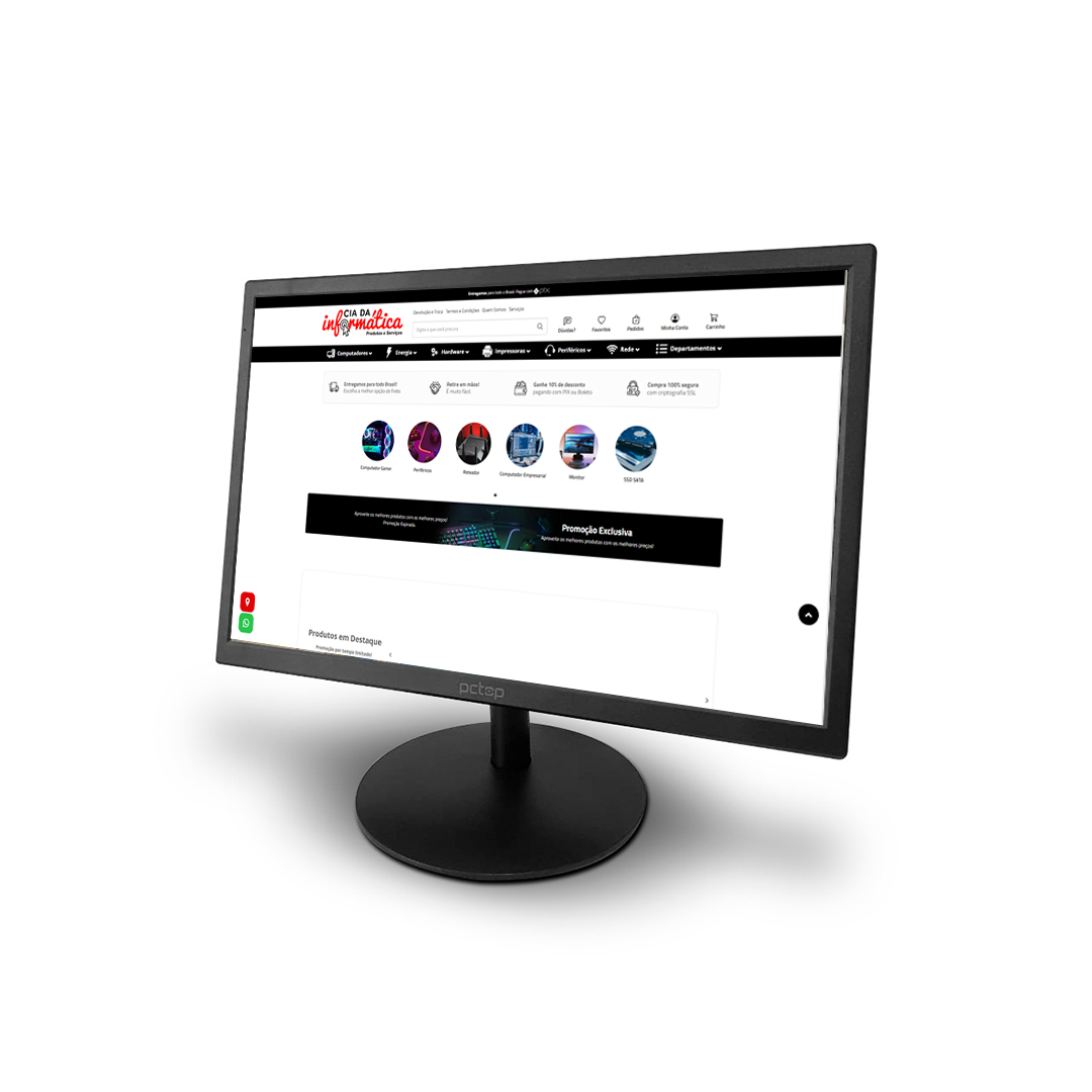 Monitor LED 18,5" VGA HDMI Widescreen 768p 60Hz MLP190HDMI PCTOP - Cia ...