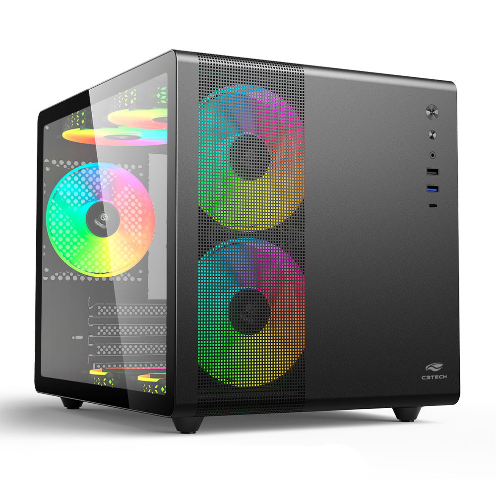 Gabinete Gamer Aquarius Mini Tower Vidro Temperado mATX Preto Sem ...