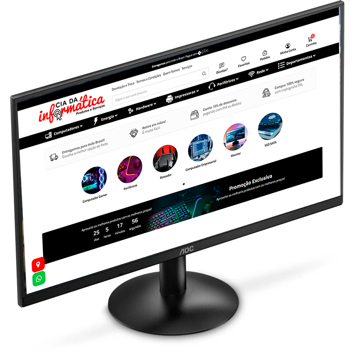 Monitor LED 22" Full HD 1080P 100hz 1ms VGA HDMI Preto 22B30HM2 AOC ...