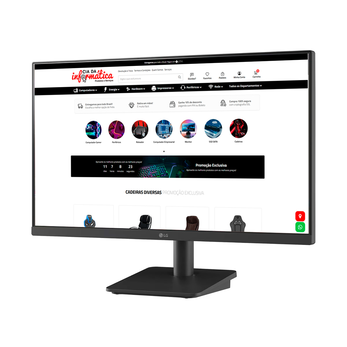 Monitor LG LED 27" IPS Full HD 1080P 100hz HDMI Preto 27MS500-B - Cia ...