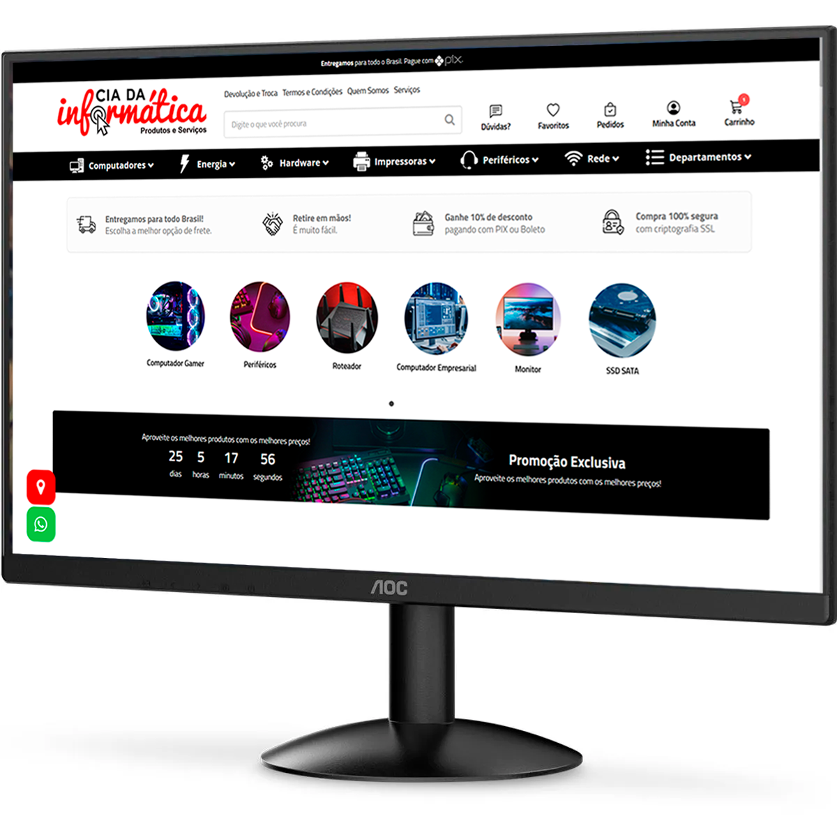 Monitor LED 27" IPS Full HD 1080P 100hz 1ms VGA HDMI Preto 27B30H AOC ...