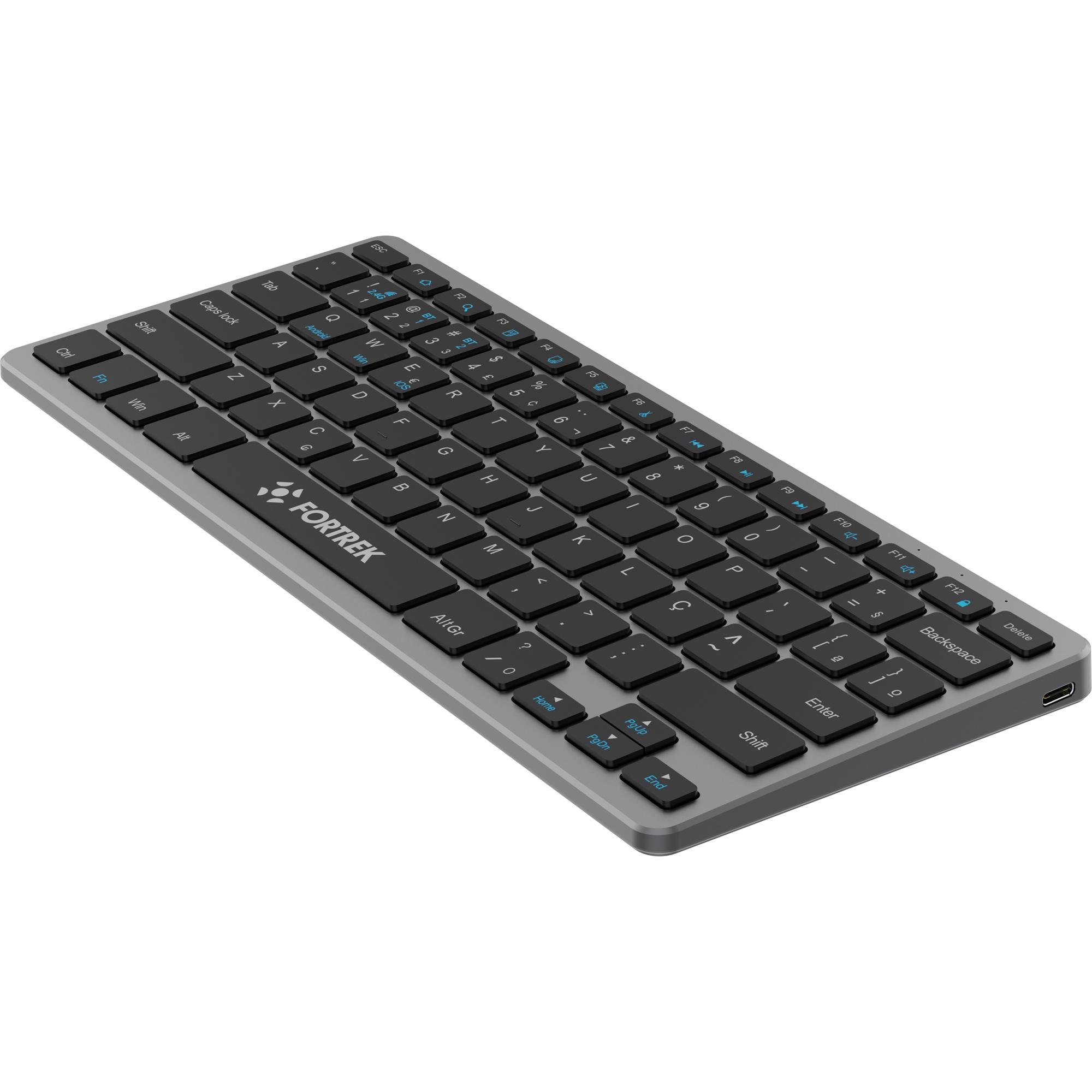 Teclado Office Compact Bluetooth 78 Teclas Slim Grafite Black KB11 Fortrek - Cia da Informática ...