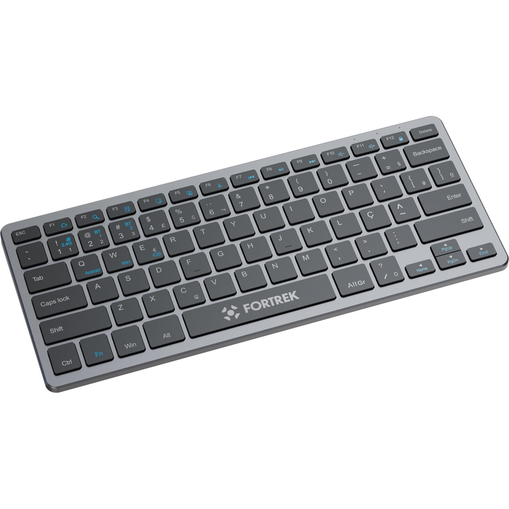 Teclado Office Compact Bluetooth 78 Teclas Slim Grafite Black KB11 Fortrek - Cia da Informática ...