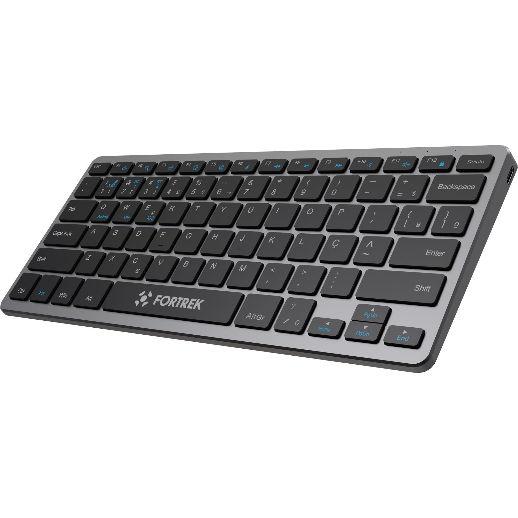 Teclado Office Compact Bluetooth 78 Teclas Slim Grafite Black KB11 Fortrek - Cia da Informática ...