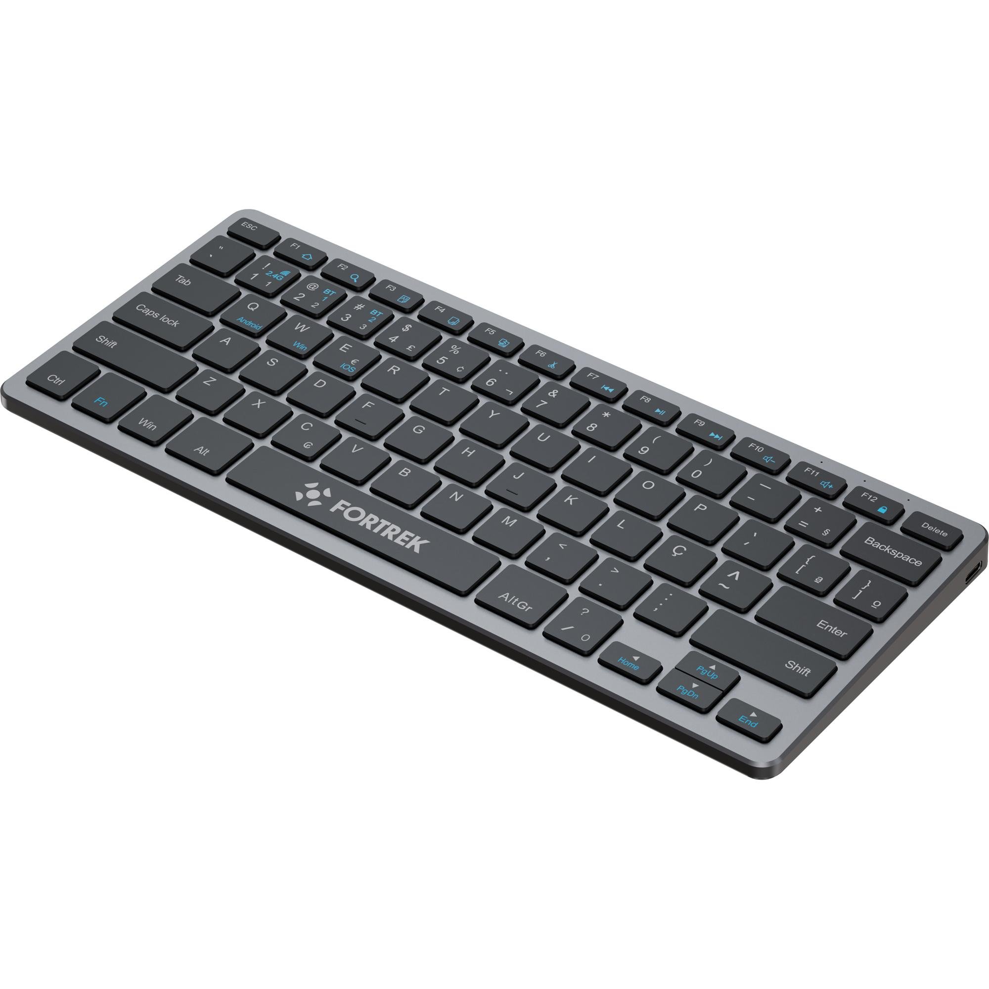 Teclado Office Compact Bluetooth 78 Teclas Slim Grafite Black KB11 Fortrek - Cia da Informática ...