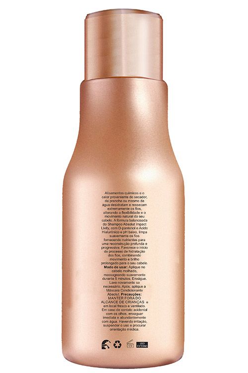 Shampoo Reconstrutor Absolut Impact Livity 250 ml pH 4,5 – 5,0 - Os ...
