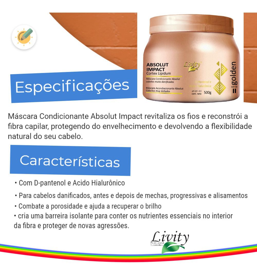 Máscara Condicionante Absolut Impact Livity 500g pH 4,0 – 4,5 - Os ...