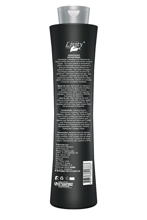 Reparador Nanoqueratina Diamond 3D Pro Livity 1l - Os melhores ...