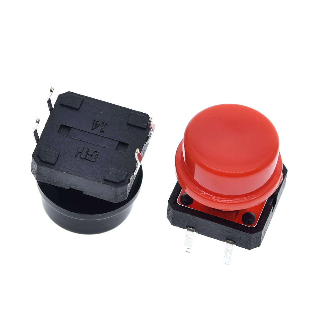 5x Push Button Chave Tátil Botão Interruptor Momentâneo 12mm Com Capa Robótica Educacional