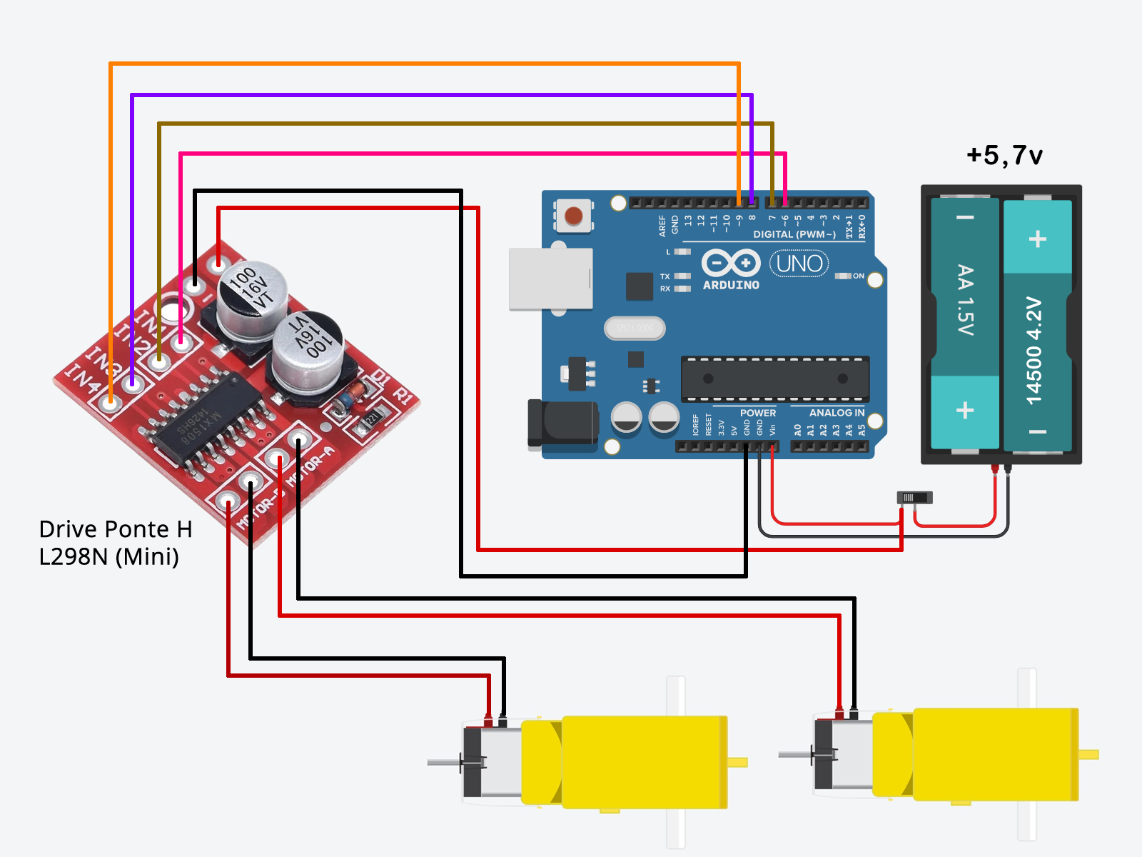 Mini Ponte H L298N drive de motor com 2 canais - Robótica Educacional ...