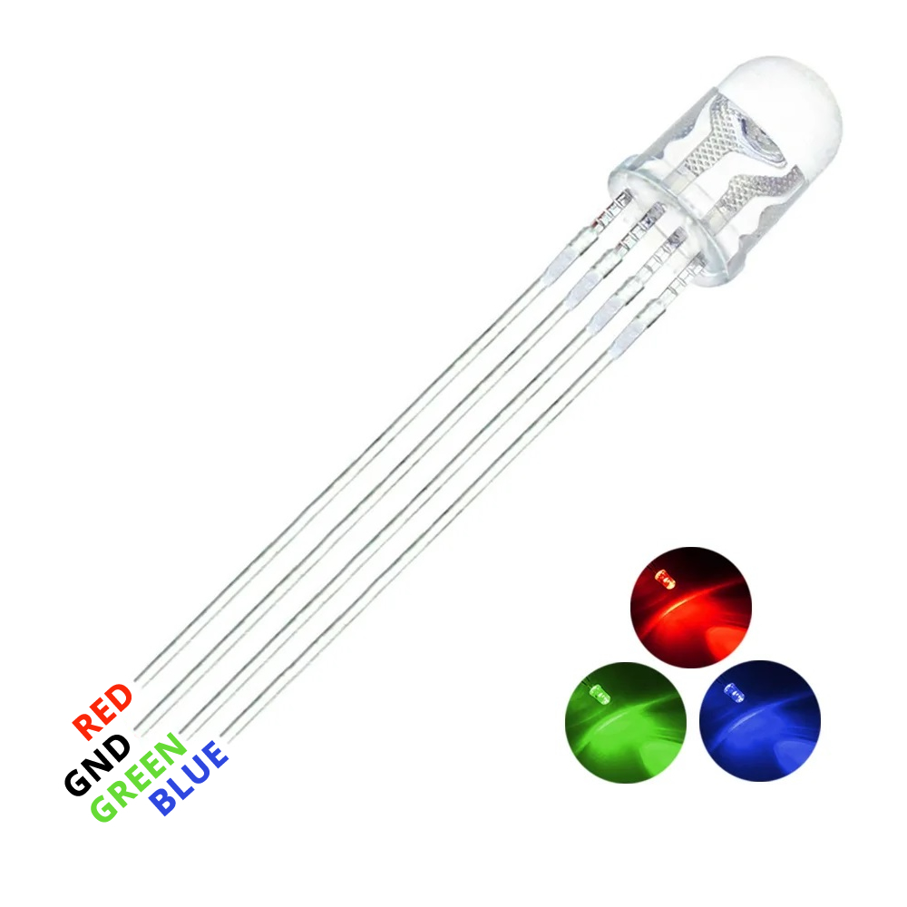 LED 5mm alto brilho RGB com 4 terminais - Robótica Educacional Brasil ...