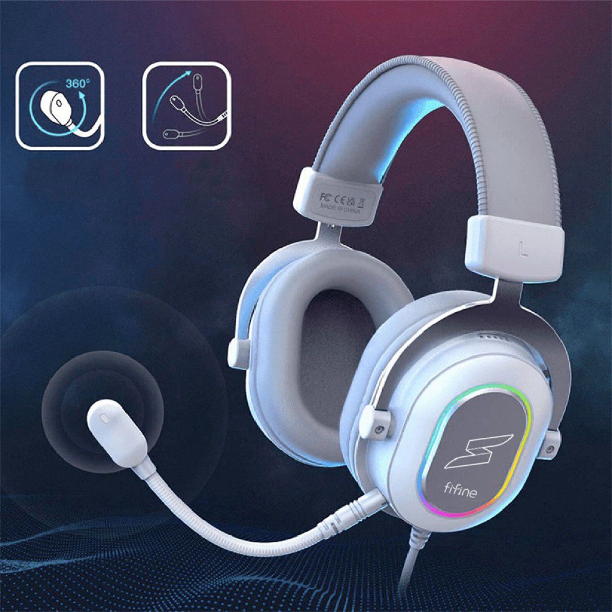 Headset Gamer Fifine SFH6 SuperFrame Edition RGB 7.1 Surround Drivers ...