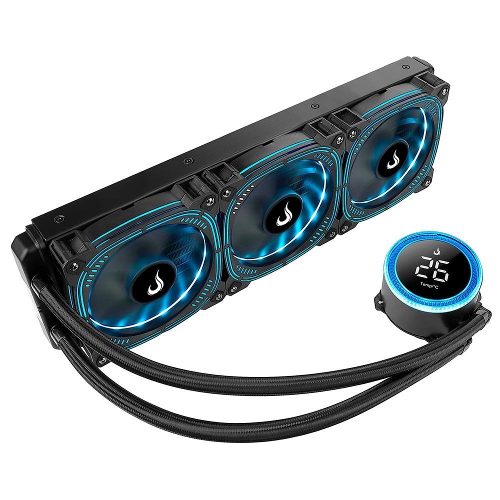 Water Cooler Rise Mode Aura Ice Black ARGB 360mm AMD/Intel Preto - RM-WAIB-06-ARGB - Level Prime