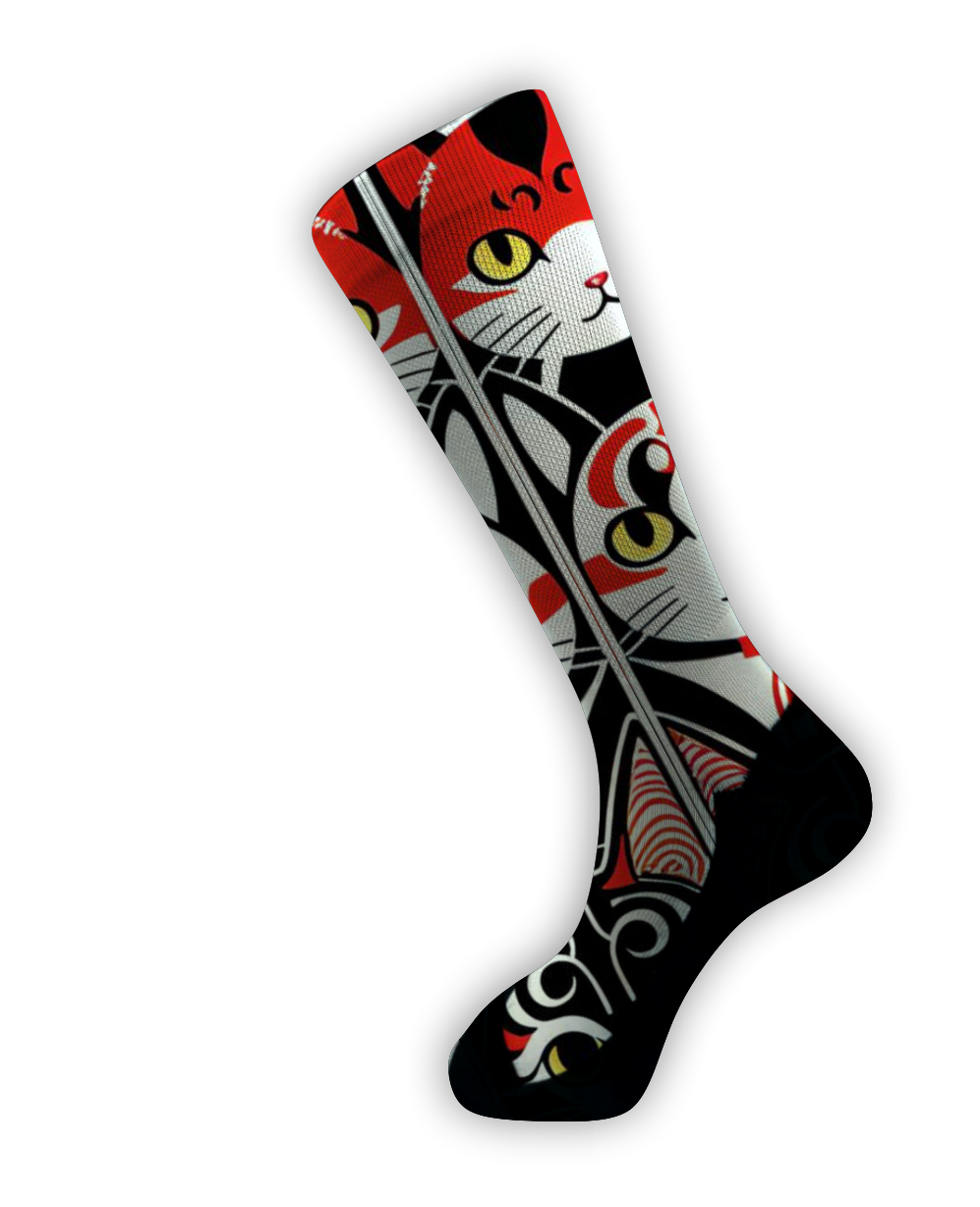 Meia Cano Alto - Oriental Cat Red - BOS STORE - Meia Cano Alto, Meia ...