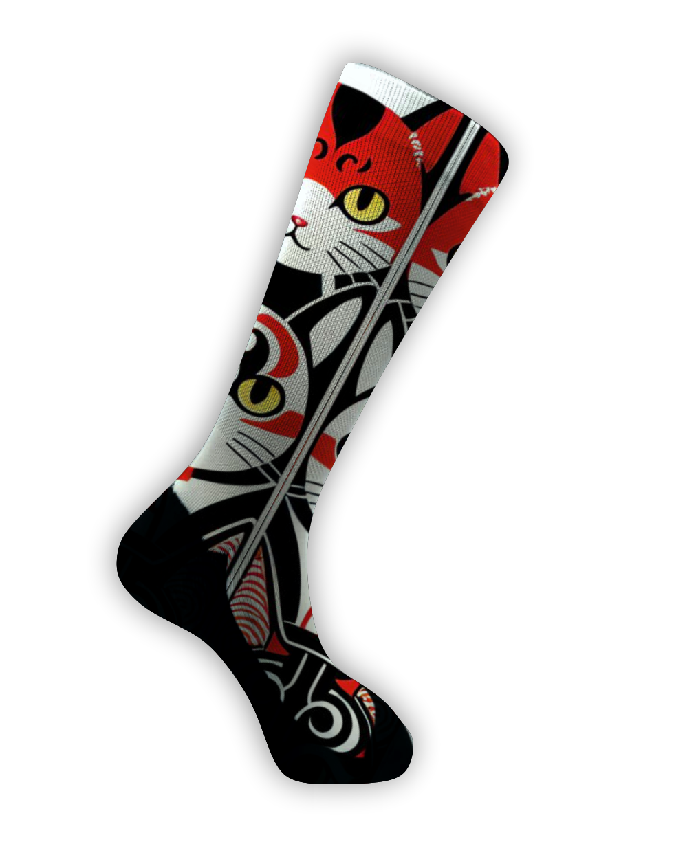 Meia Cano Alto - Oriental Cat Red - BOS STORE - Meia Cano Alto, Meia ...