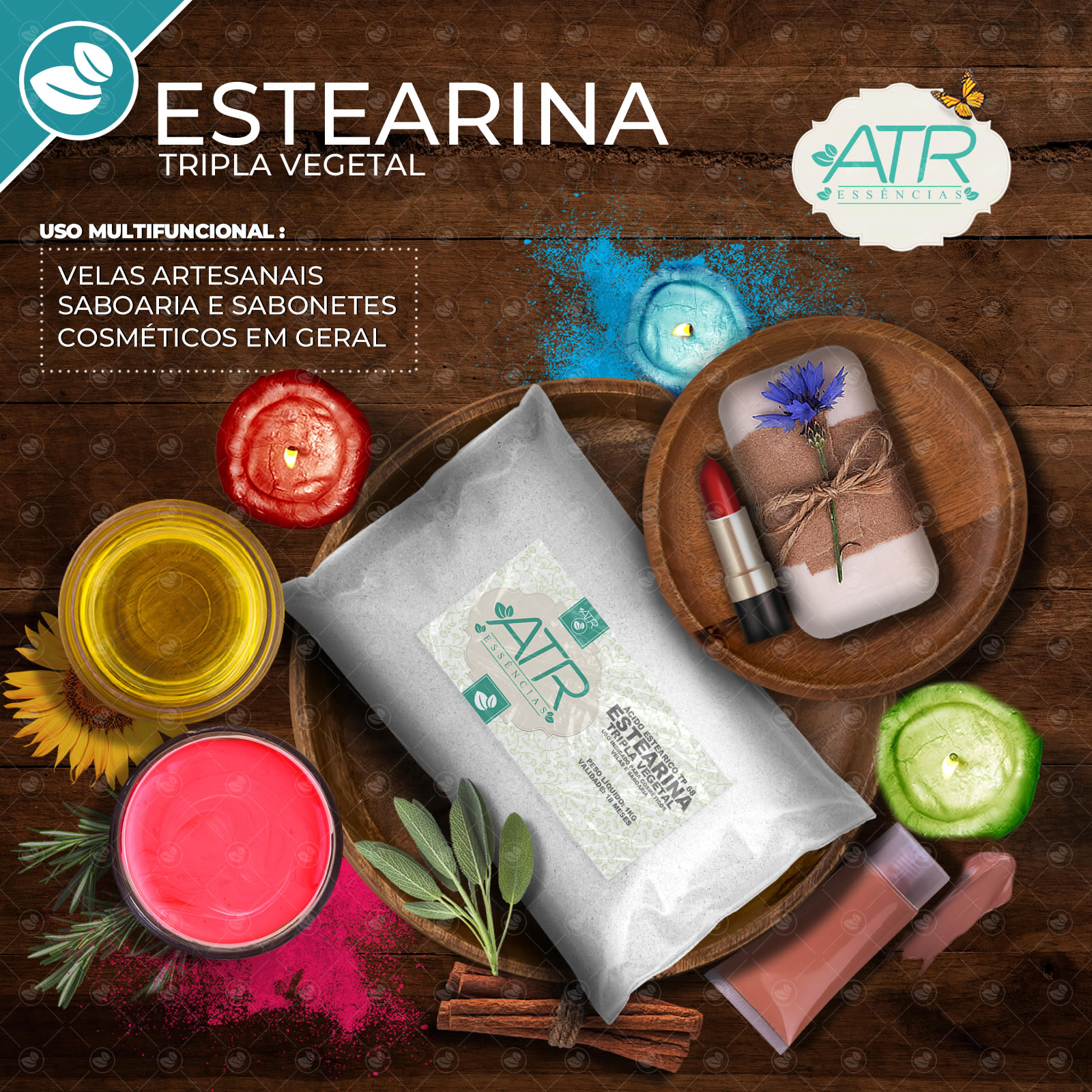 Estearina Tripla Vegetal Ácido Esteárico - ATR Essências
