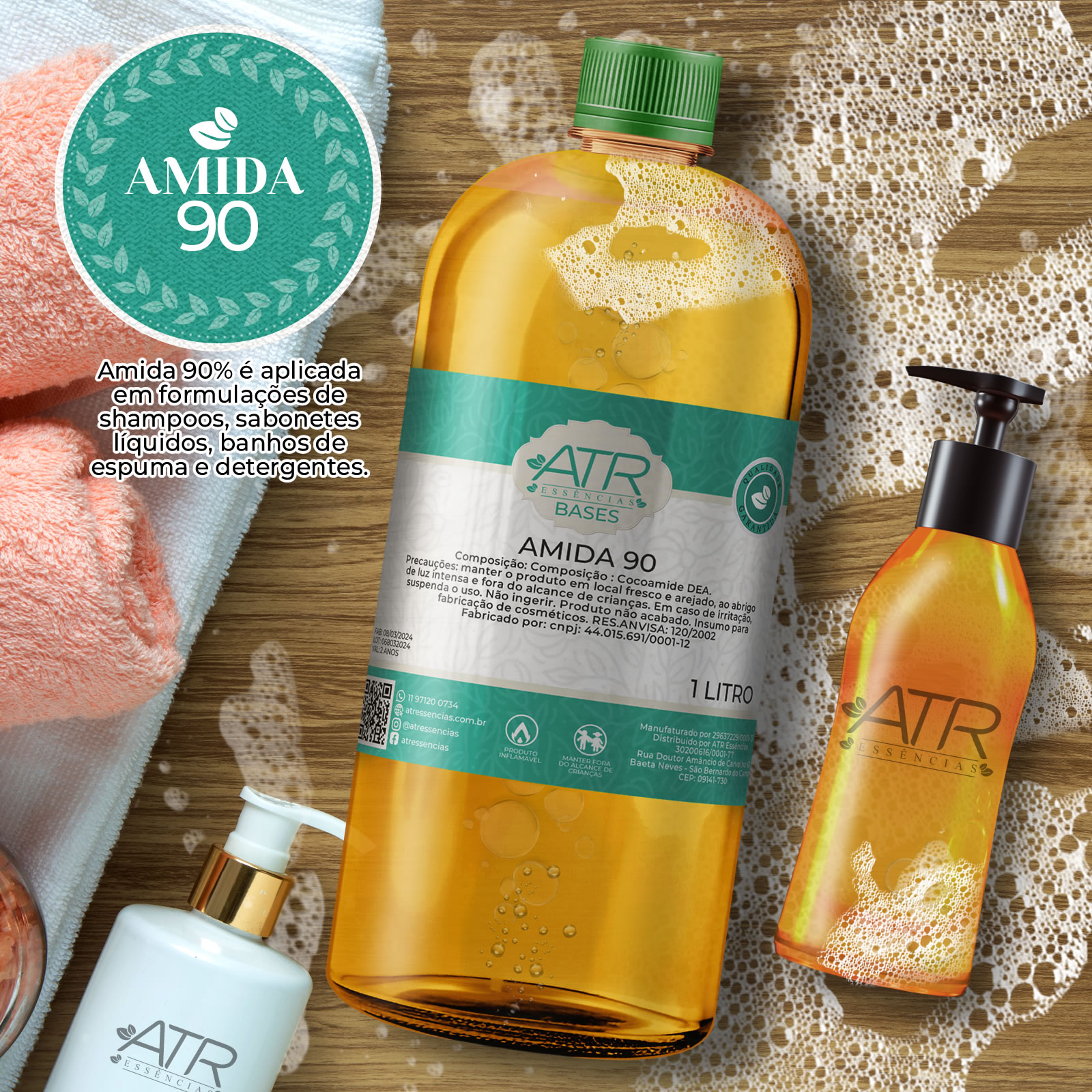 Amida 90 Emulsificante Estabilizante Espessante ATR 1 Litro - ATR Essências