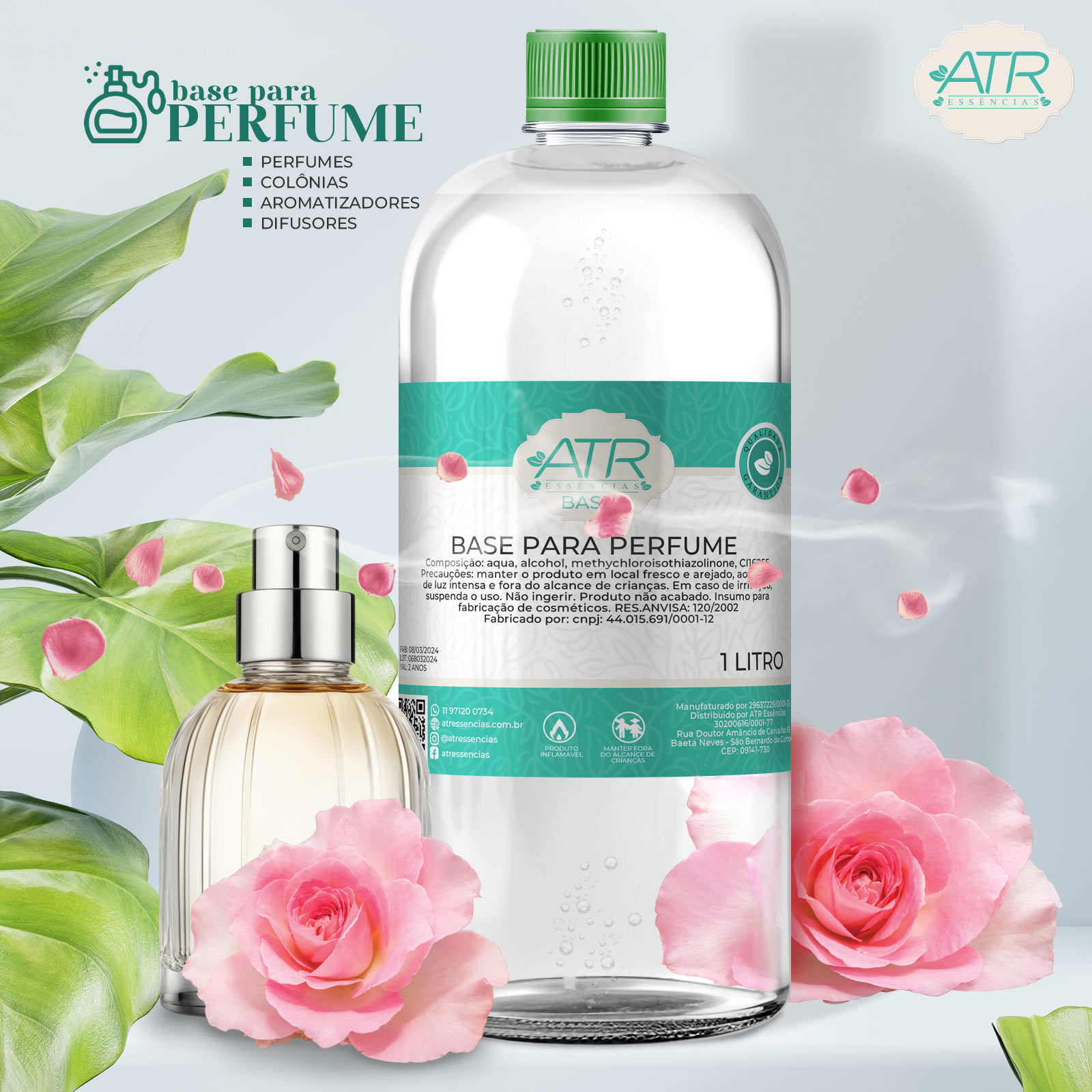 Base para Perfume Pronta Profissional Neutra ATR 1 Litro - ATR Essências