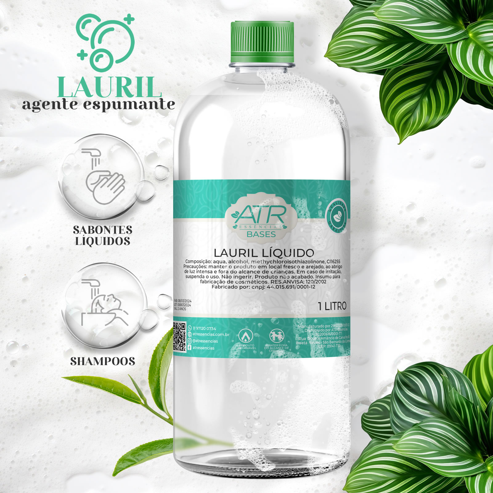 Lauril Líquido Agente Espumante Tensoativo ATR 1 Litro - ATR Essências