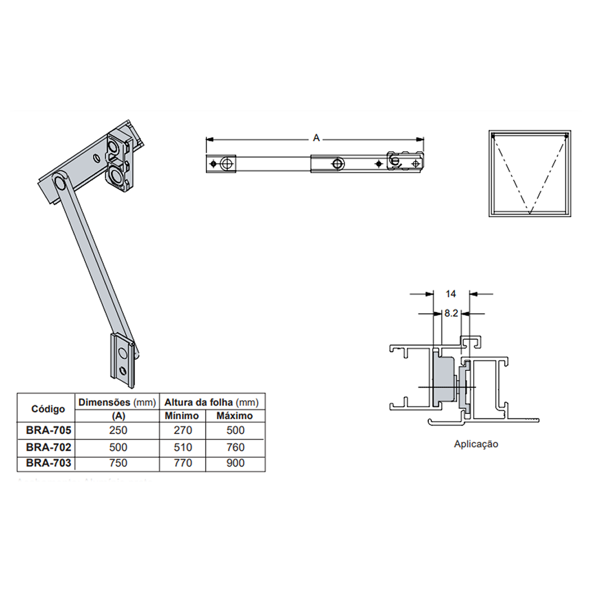 BRA-703 - Braço articulado para janela maxim-ar Suprema - Demarcos ...