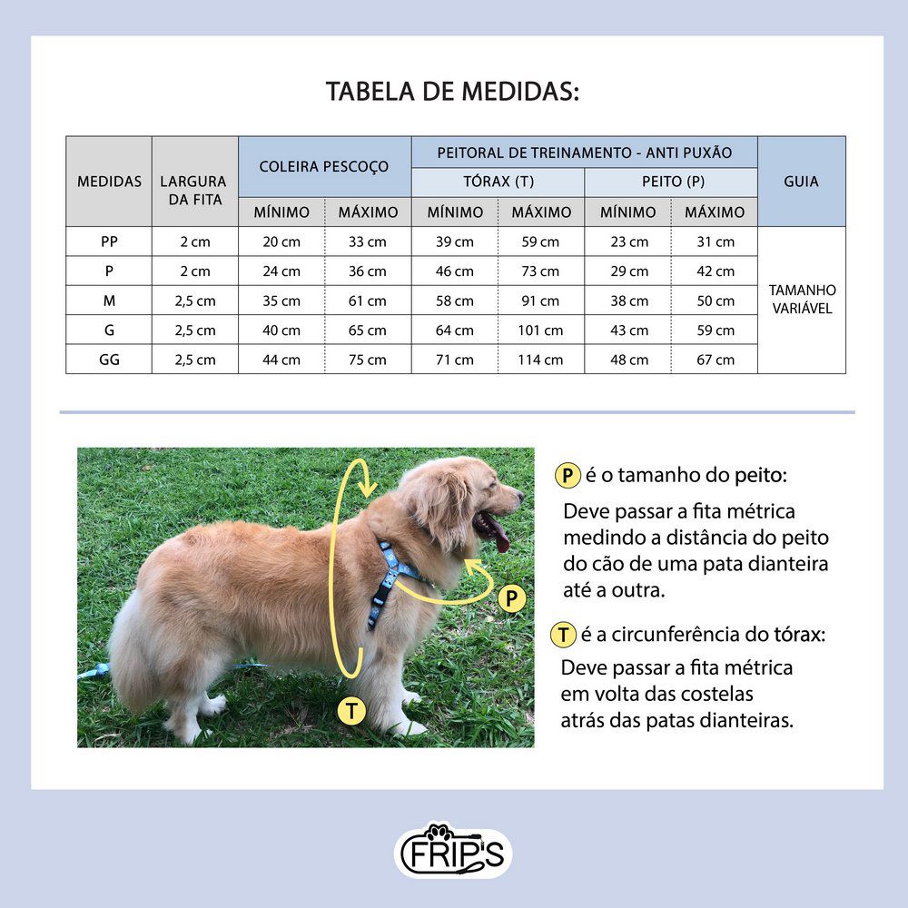 Kit Peitoral Anti Puxão para Cães com Guia e Coleira FRIP’S Nylon ...