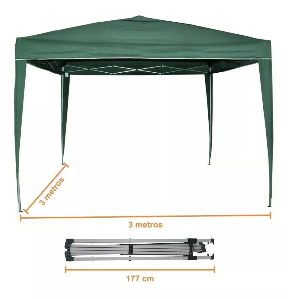 Gazebo Tenda dobrável sanfonado pés e estrutura de alumínio 3X3m Verde - KALA - Martinelli Pesca ...