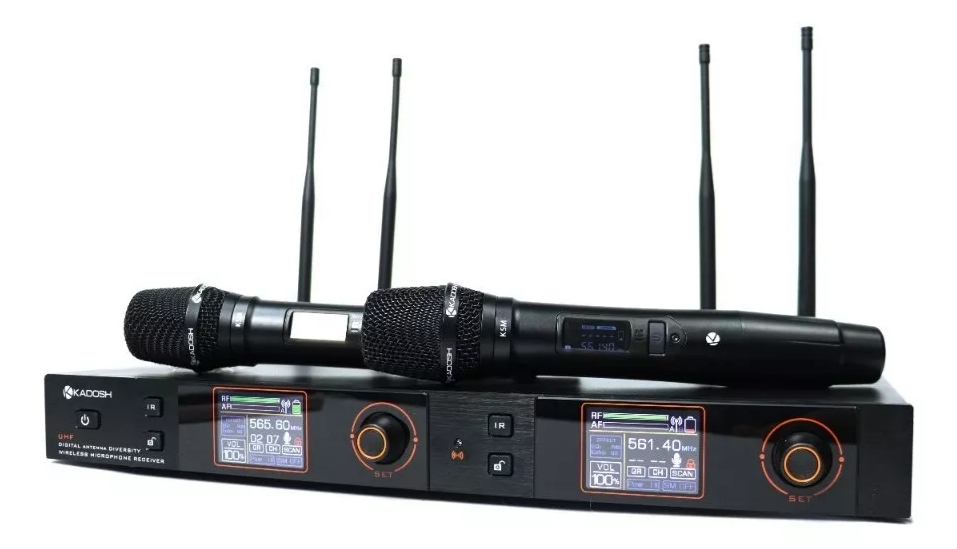 MICROFONE SEM FIO DE MAO DUPLO PROFISSIONAL UHF K-522 KADOSH - MusiKong - Instrumentos Musicais ...