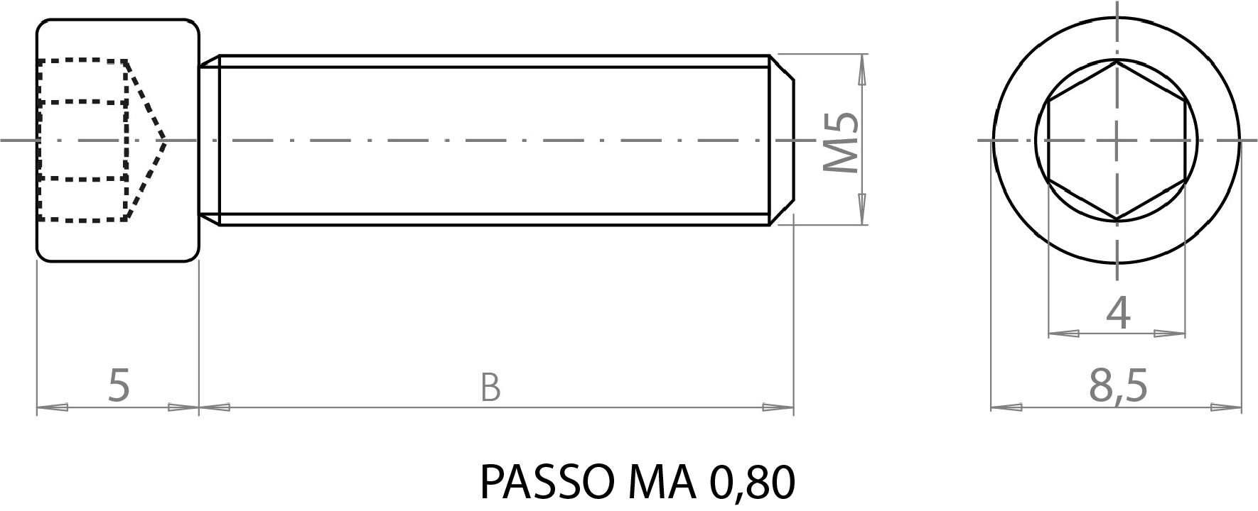 Parafuso Allen M5 Inox Cabeça Cilíndrica | 12mm a 20mm | Forseti ...