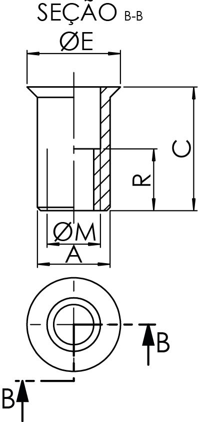 Rebite Roscado Cabeça Escareada | M4 a M8 | Aço Bicromatizado - Forseti ...
