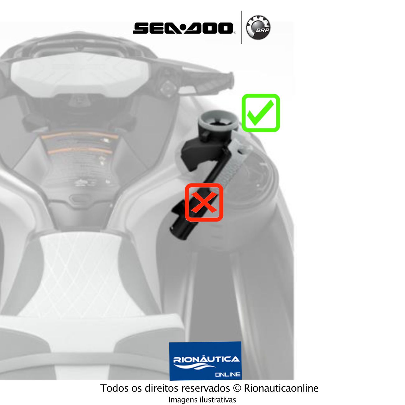 Kit Suporte Direito do Porta Copo Sistema LinQ Sea Doo Jet Ski GTX RXT ...