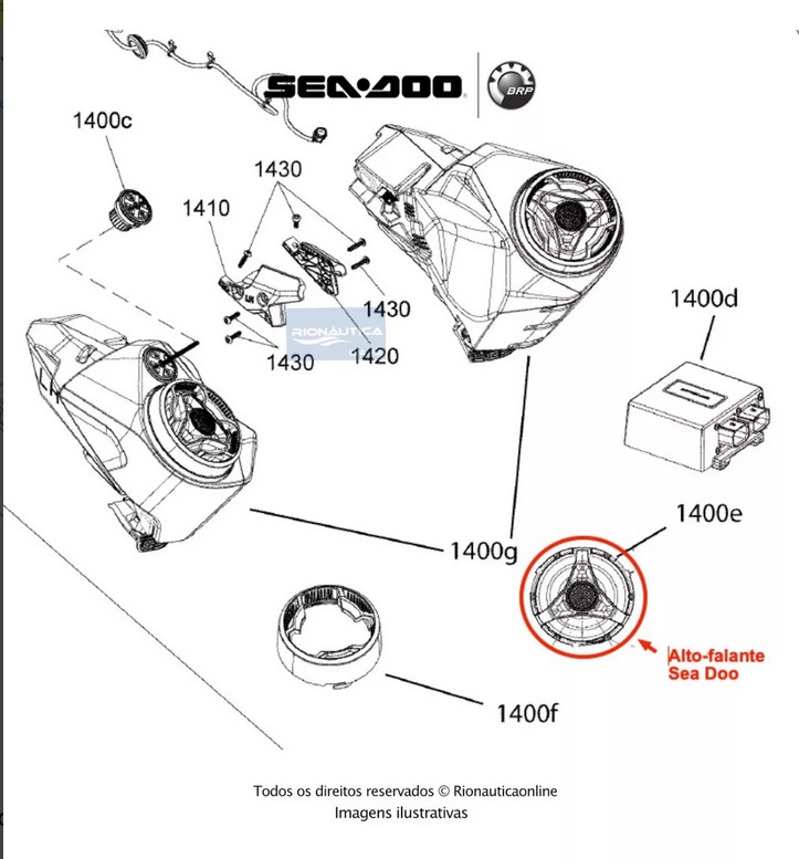 Alto Falante Sistema de Som Bluethooth Original Sea Doo 278003463 ...